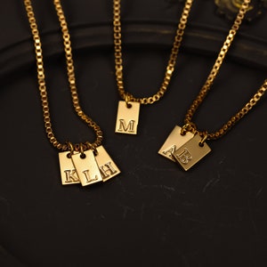 Dainty Initial Tag Necklace, Family Name Tag Initials Necklace ...