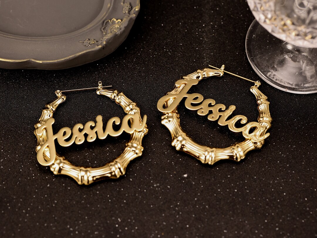 Custom Bamboo Earrings Name Bamboo Earrings Unallergic - Etsy
