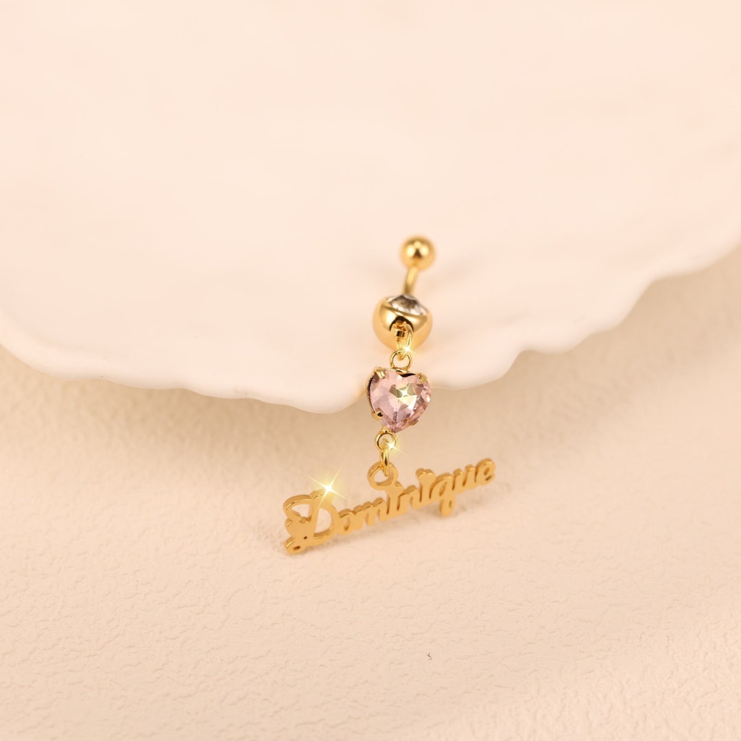 Personalized Belly Button Ring, Custom Name Belly Ring, Gold Navel Ring ...