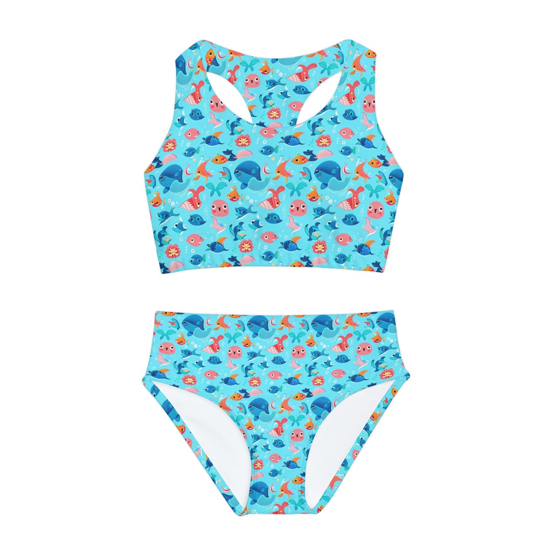Summer Theme Girls Two Piece Swimsuit Set Girls Two Piece - Etsy