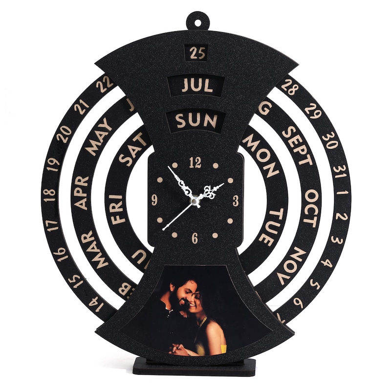 Personalized Wooden Perpetual Calendar With Clock: Office Wall Decor - Etsy