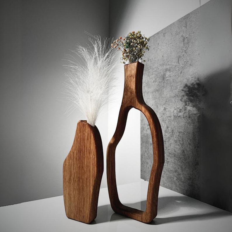 Handcrafted Wooden Vases Set (tall) | Ash and Oak Woods | Unique Home ...