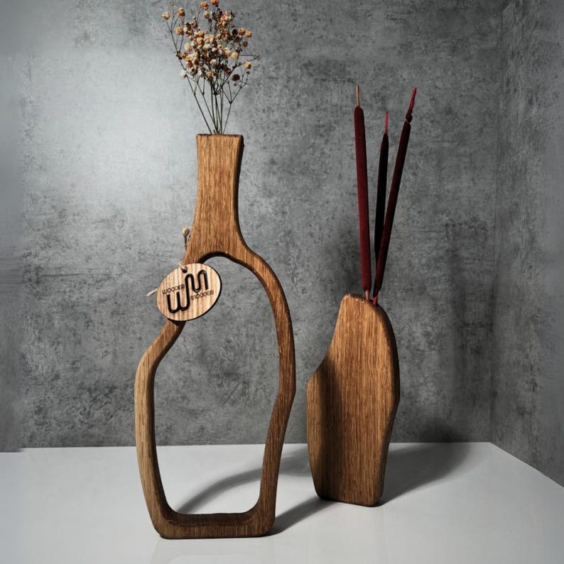 Handcrafted Wooden Vases Set (tall) | Ash and Oak Woods | Unique Home ...