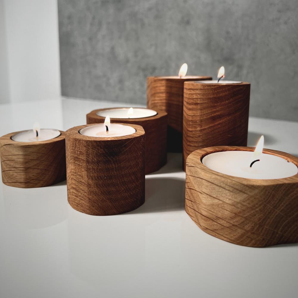 Handmade Oak & Ash Wood Tea Light Holder | Scandinavian Design - Etsy