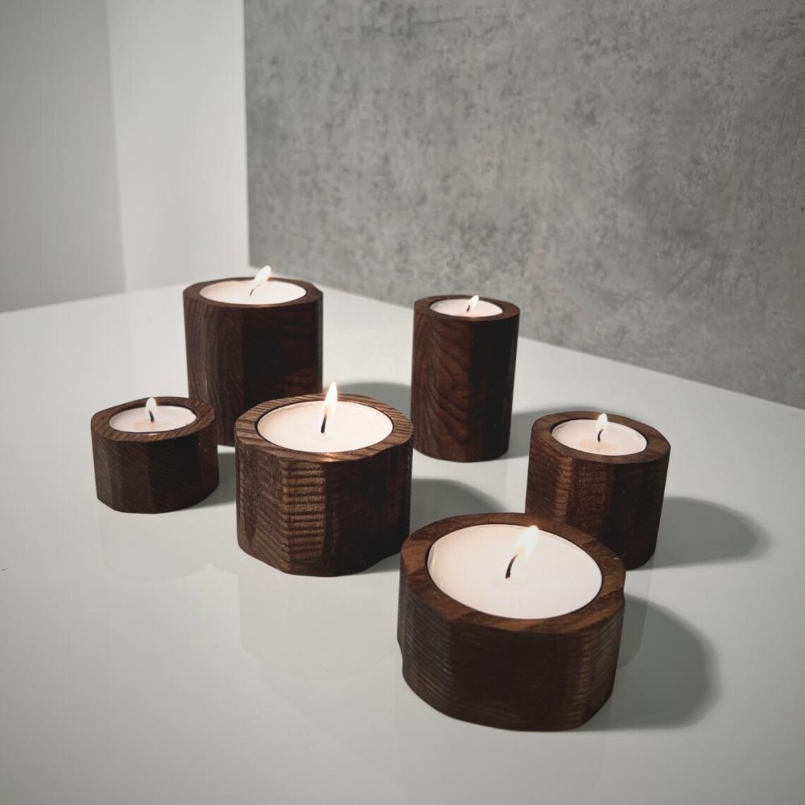 Handmade Oak & Ash Wood Tea Light Holder | Scandinavian Design - Etsy