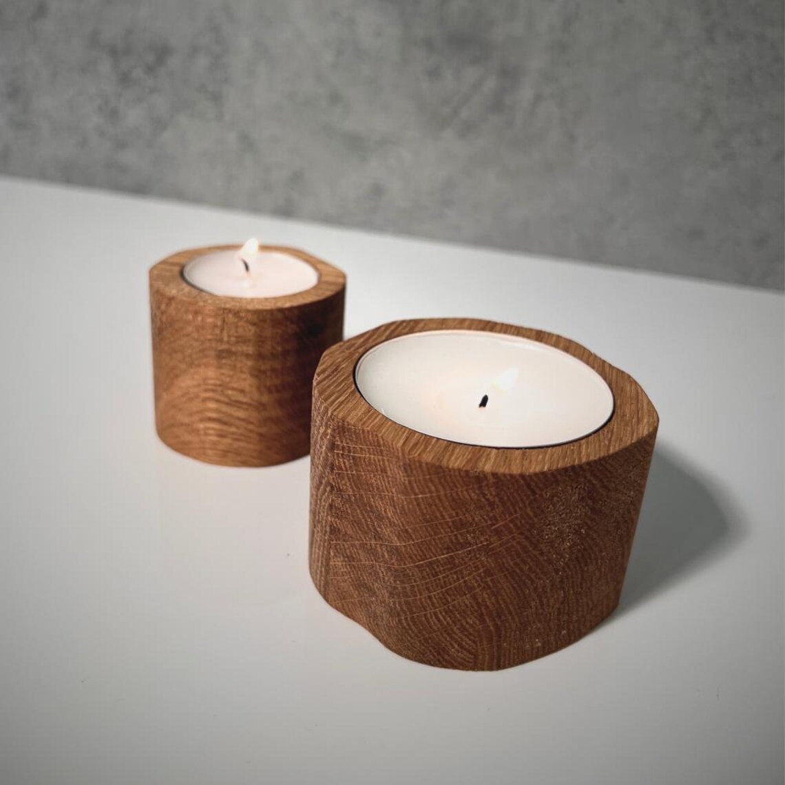 Handmade Oak & Ash Wood Tea Light Holder | Scandinavian Design - Etsy