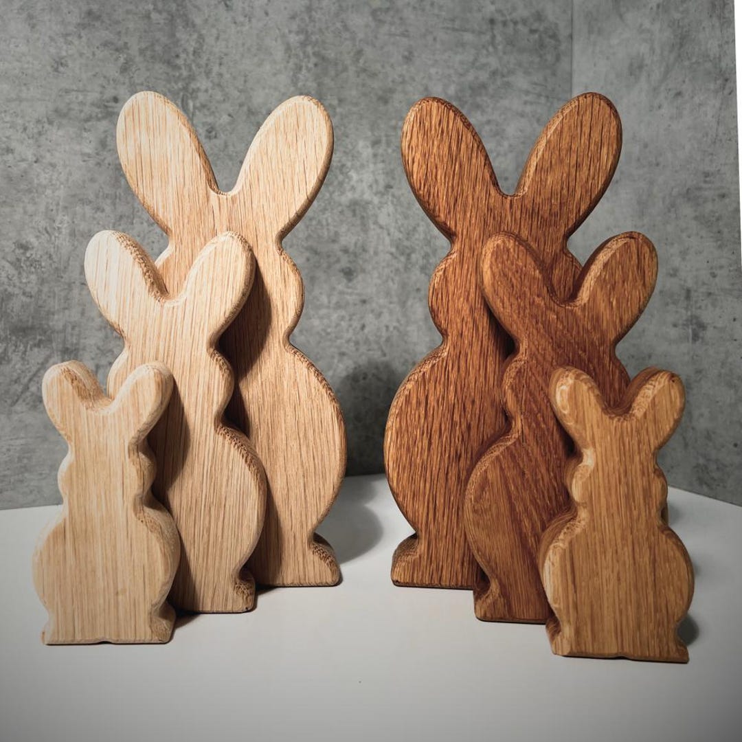 Cute Easter Wooden Rabbit Figurines | for Bunny Lovers | Natural ...