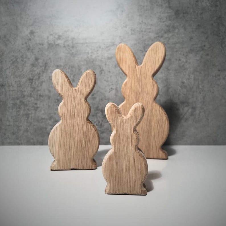 Cute Easter Wooden Rabbit Figurines for Bunny Lovers Natural Handmade ...