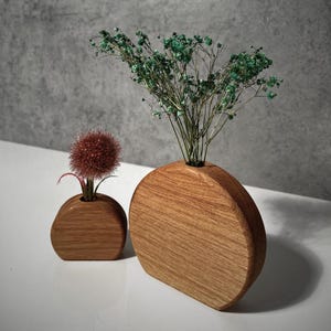 Unique Round Wooden Flower Vases Set of 2 | Quirky & Minimalistic ...