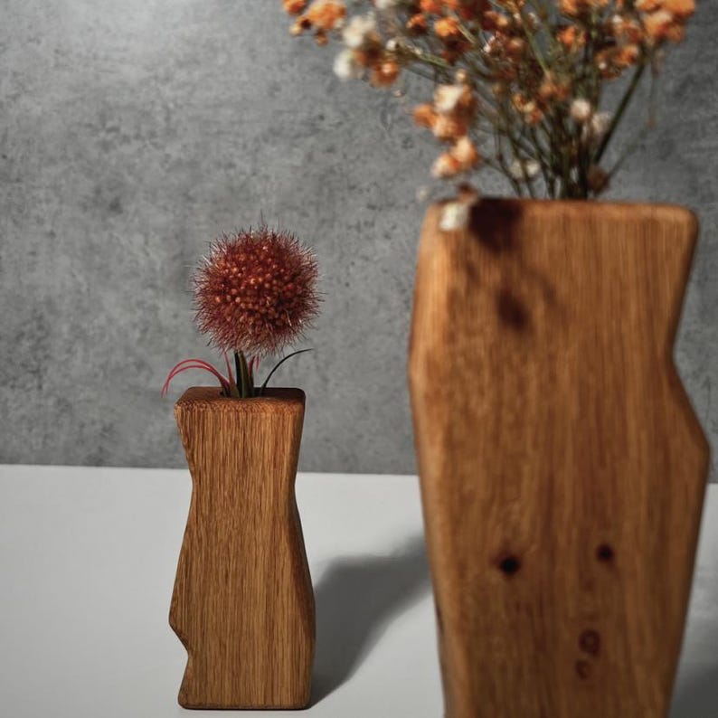 Set of 2 Wavy Scandinavian Wooden Vases | Quirky + Fun Home Decor ...
