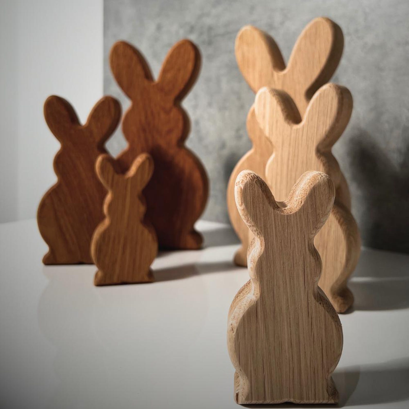 Cute Easter Wooden Rabbit Figurines for Bunny Lovers Natural Handmade ...
