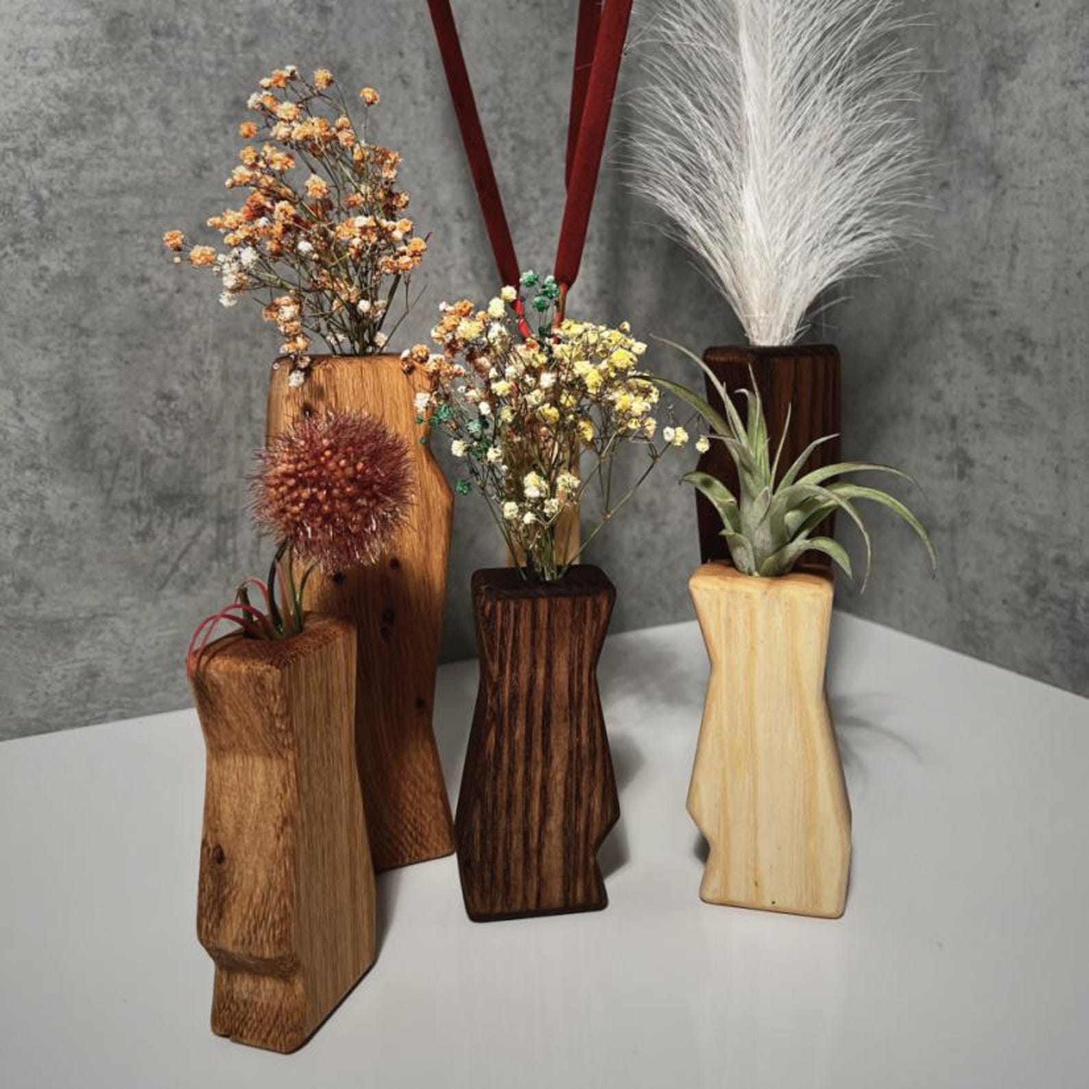Set of 2 Wavy Scandinavian Wooden Vases | Quirky + Fun Home Decor ...
