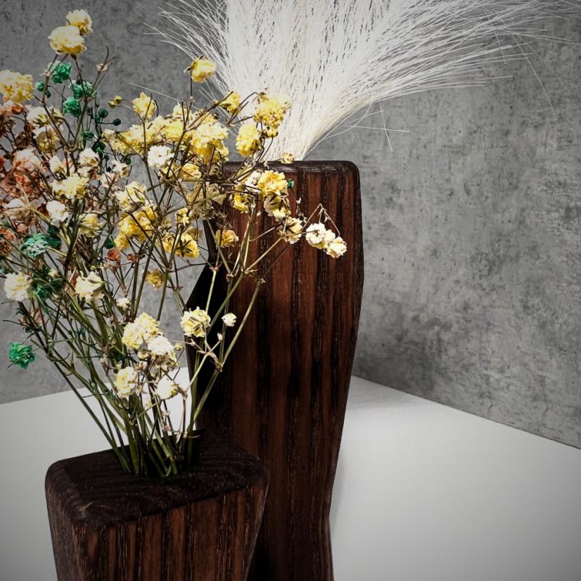 Set of 2 Wavy Scandinavian Wooden Vases | Quirky + Fun Home Decor ...