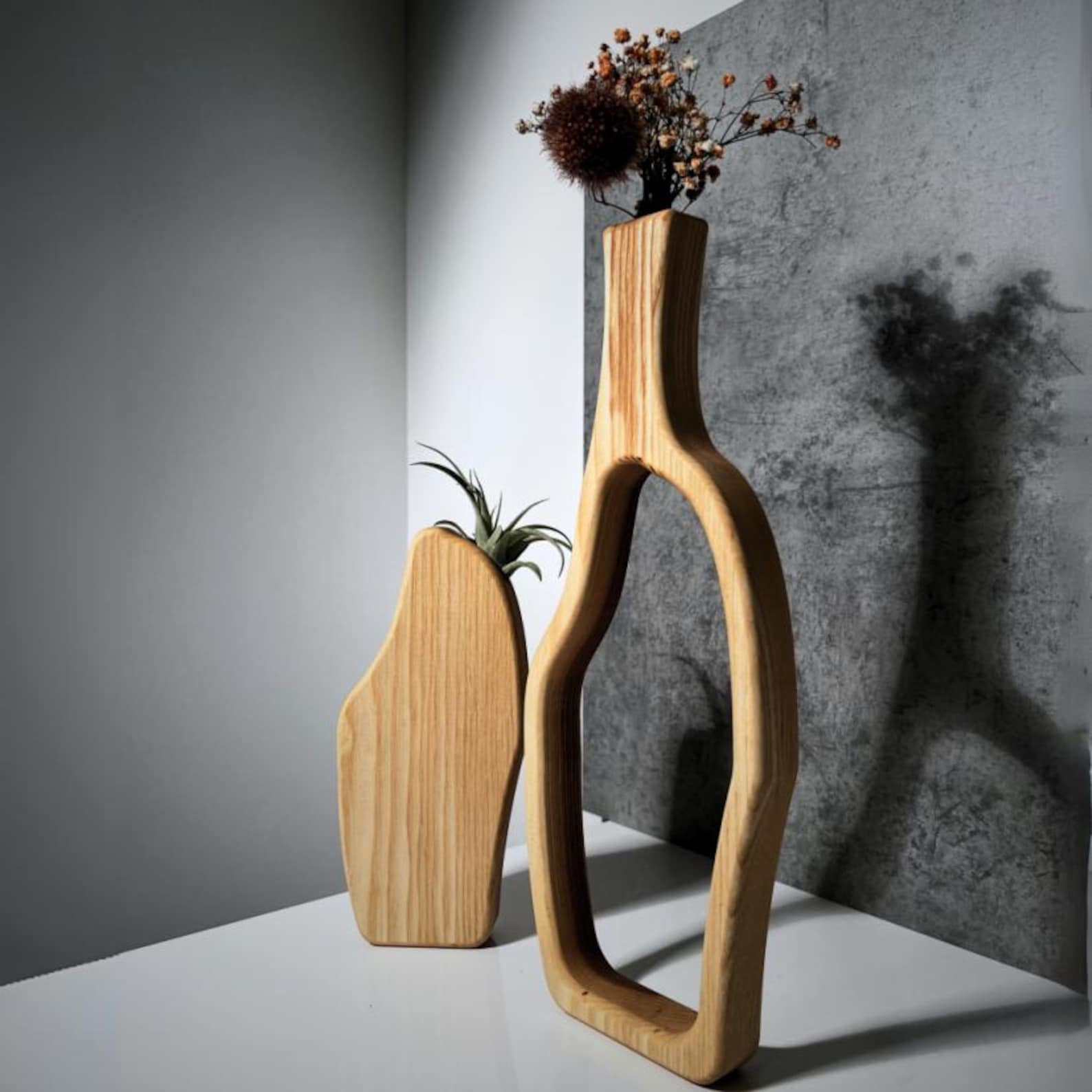 Handcrafted Wooden Vases Set (tall) | Ash and Oak Woods | Unique Home ...