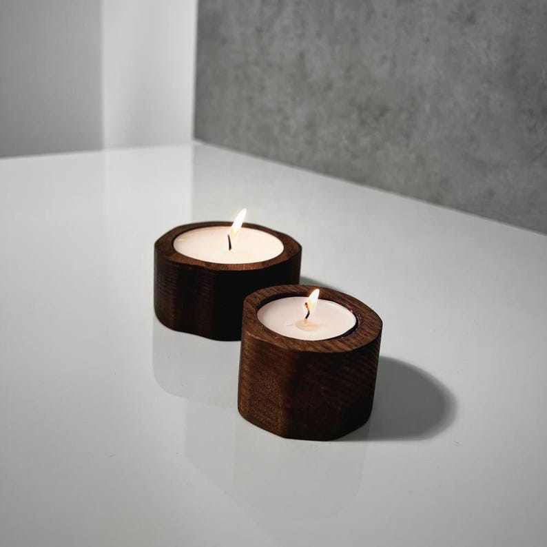 Handmade Oak & Ash Wood Tea Light Holder | Scandinavian Design - Etsy