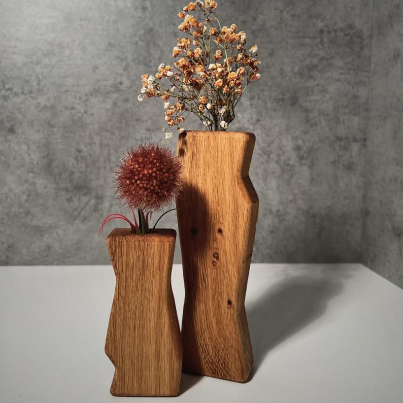 Set of 2 Wavy Scandinavian Wooden Vases | Quirky + Fun Home Decor ...
