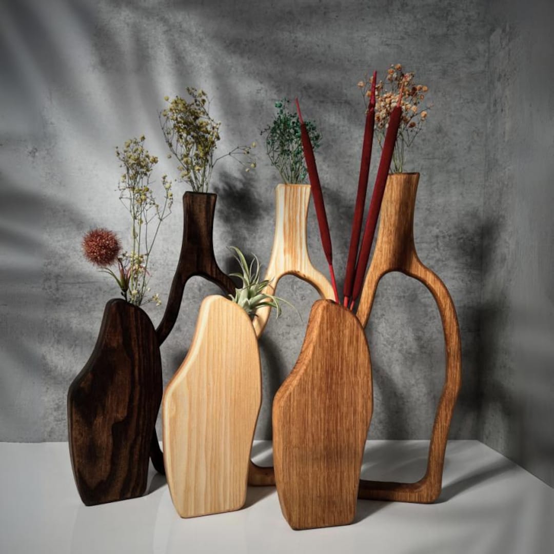 Handcrafted Wooden Vases Set (tall) | Ash and Oak Woods | Unique Home ...