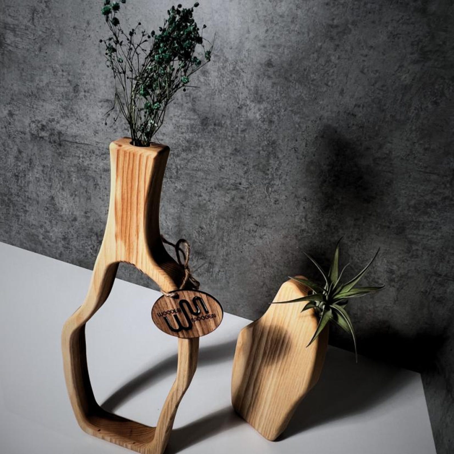 Handcrafted Wooden Vases Set (tall) | Ash and Oak Woods | Unique Home ...