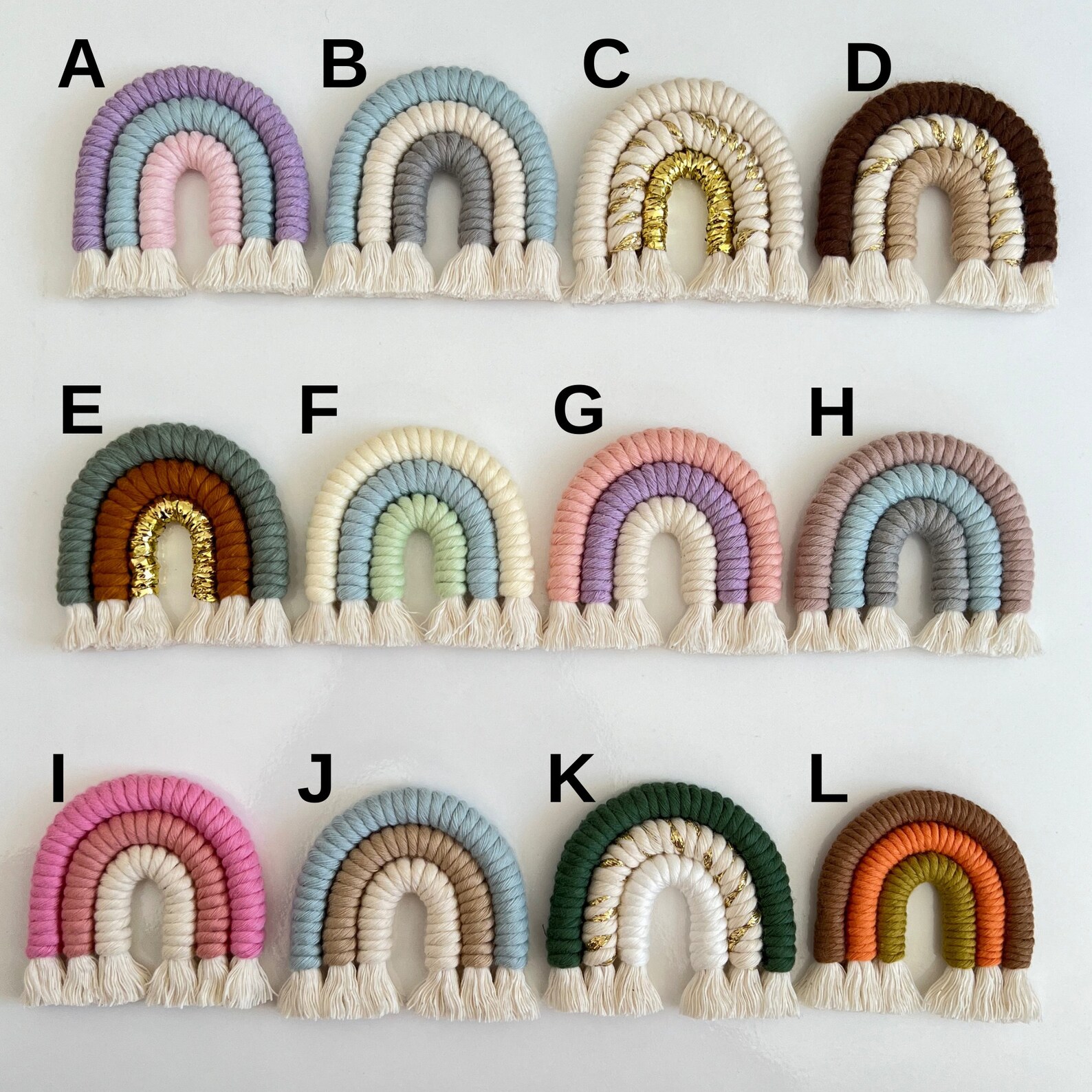 Mini Macrame Rainbow Keychain Favors, Cotton Thread, Baptism, Birthday ...