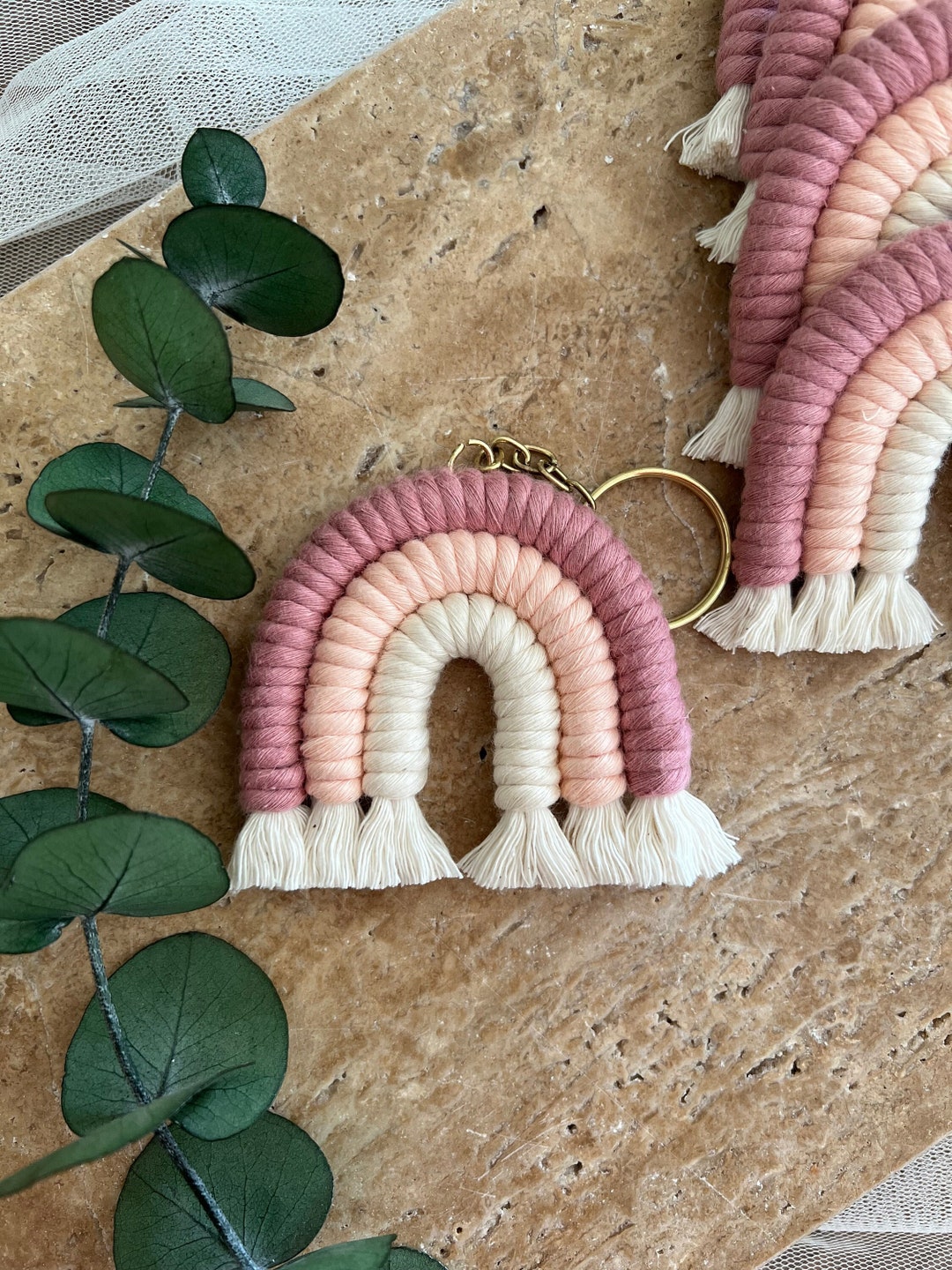 Macrame Rainbow Keychain Favors, Favors for Guest, Birthday and Baptism ...
