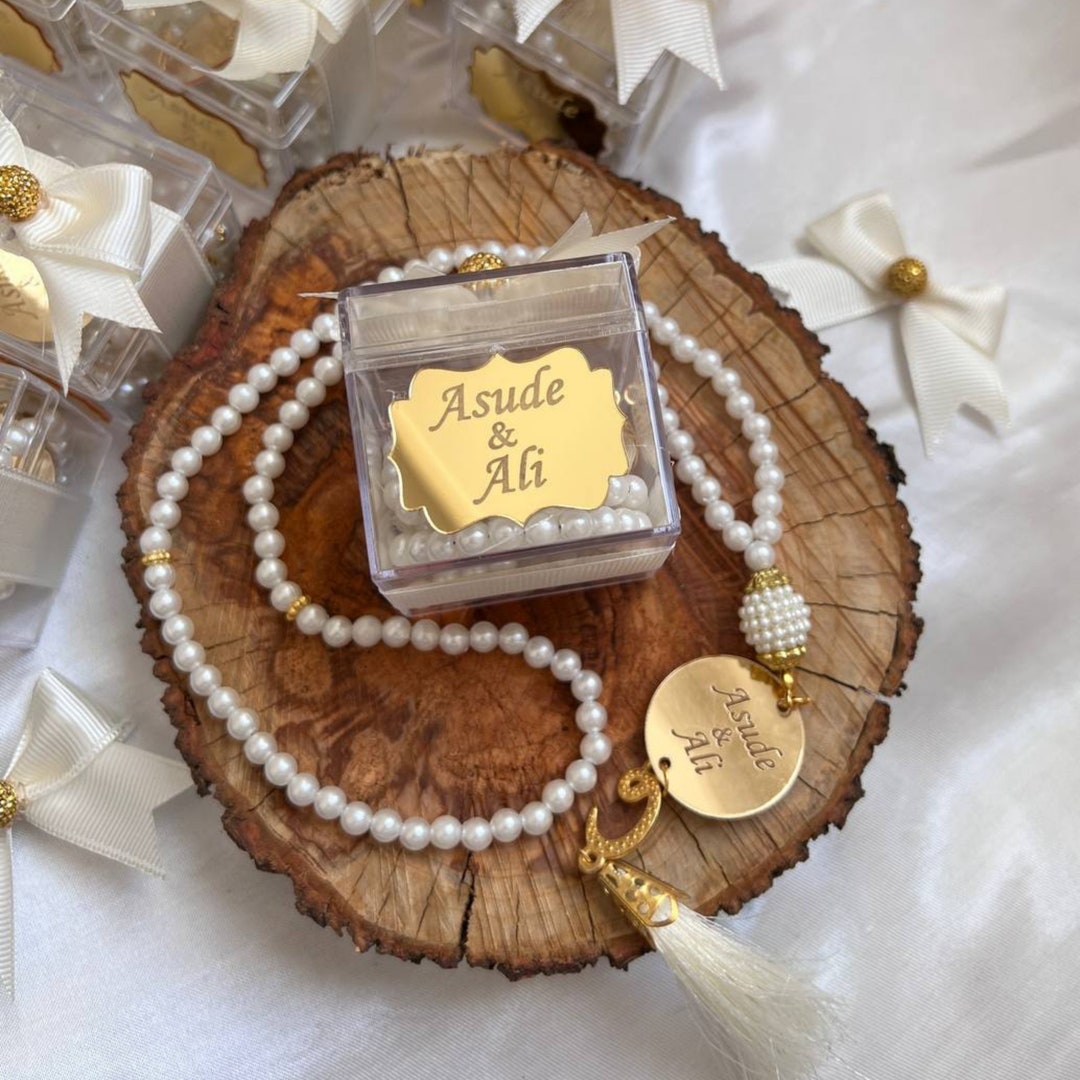 Pearl Tasbeeh With Clear Boxes, Islamic Favors, Prayer Bead ...