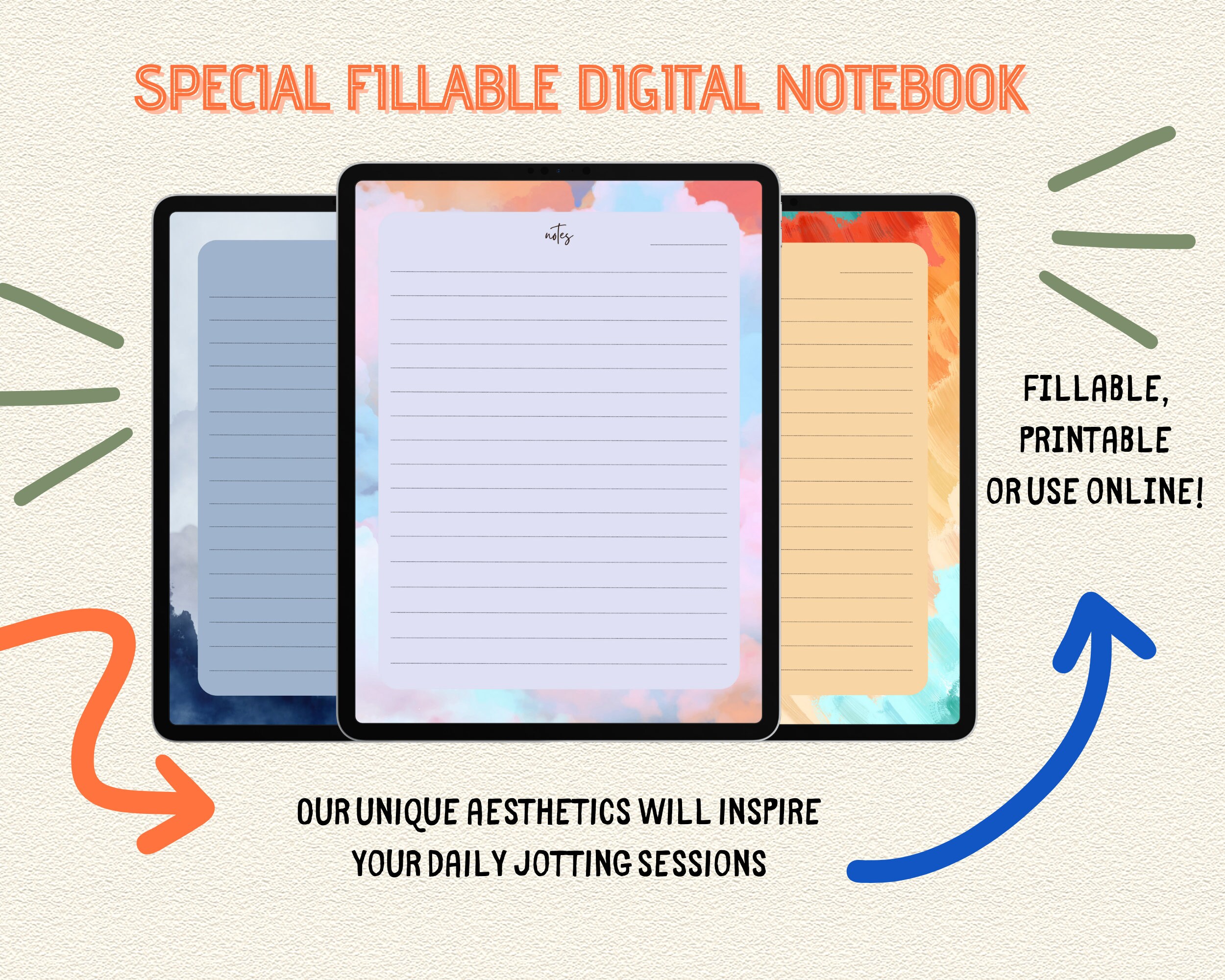 Special Fillable Digital Notebook, Fillable Notebook, Digital Notepaper ...