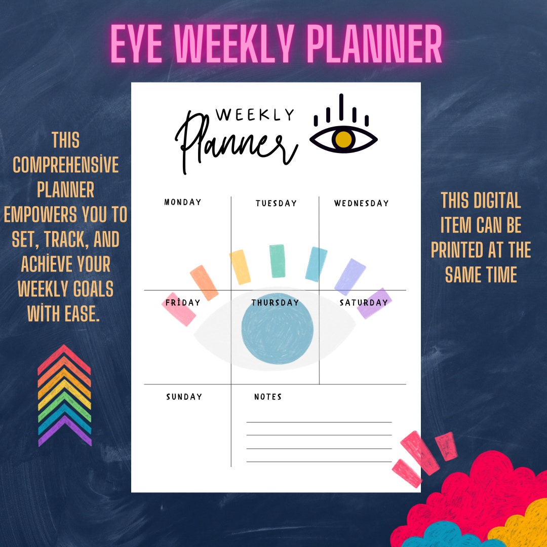 Eye Weekly Planner! Aesthetic Notepad, Undated Daily Page, Digital ...