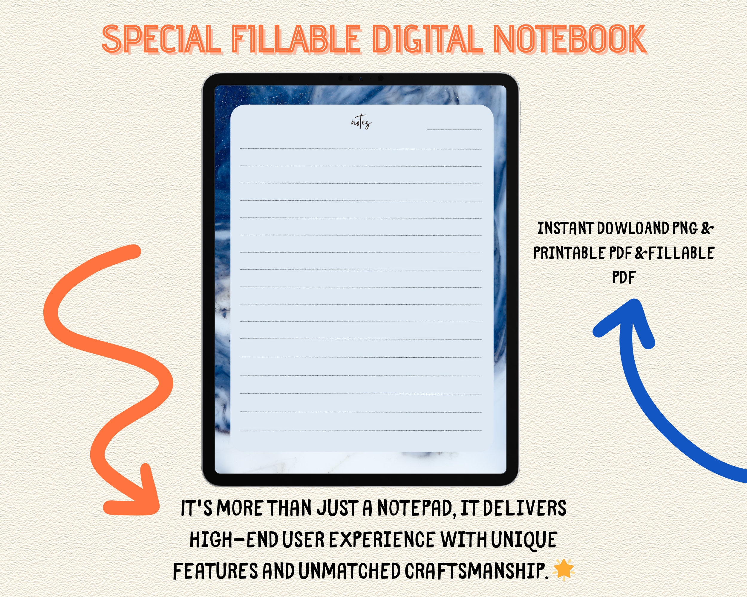 Special Fillable Digital Notebook, Fillable Notebook, Digital Notepaper ...