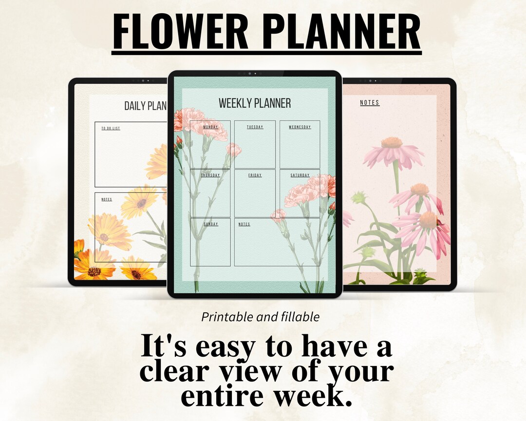 Flower Planner Series Fillable Planner Goodnotes Template - Etsy