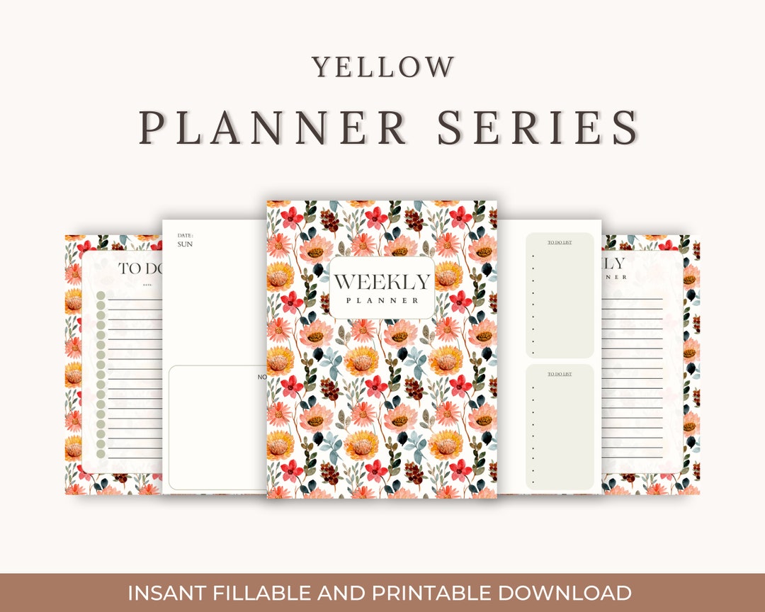 Yellow Planner Series, Printable Planner, Digital Note Taking, Fillable ...