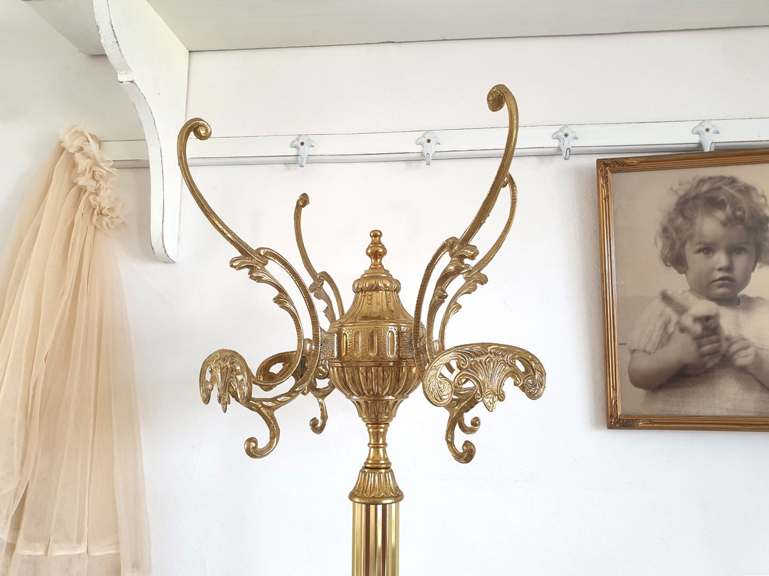 Vintage Brass Coat Rack, Old Coat Rack, Hollywood Regency Coat Rack ...