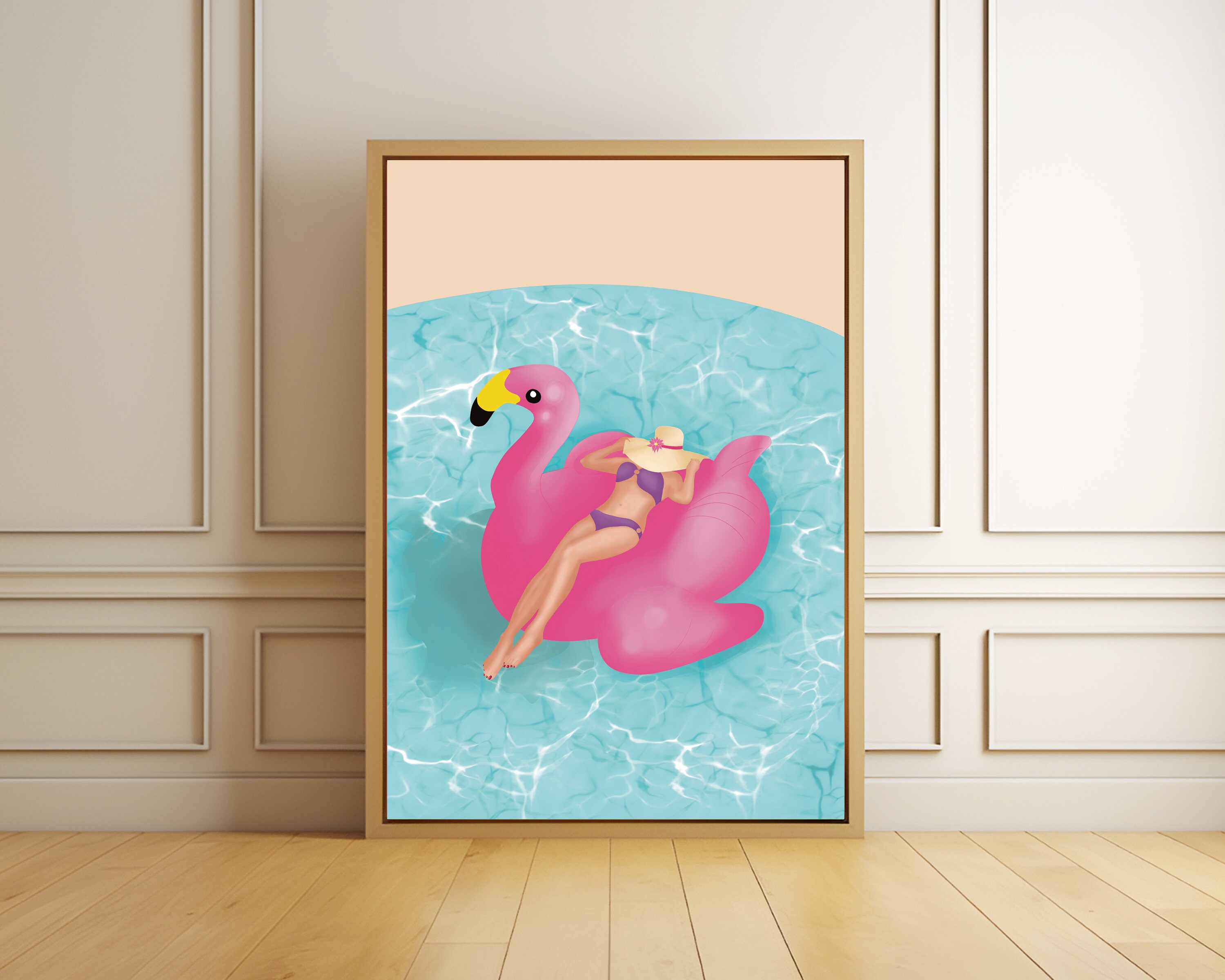 Flamingo Pool Float Printable Girl Power Preppy Wall Art - Etsy