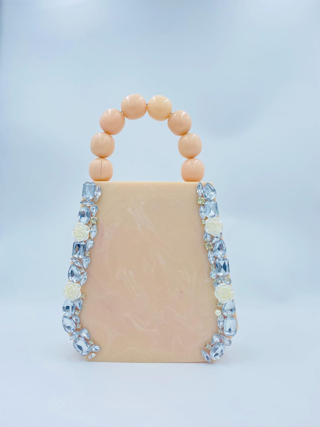 Pearly Miniature Resin Tote Bag With the Ball Strap Resin Purse Wedding ...