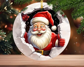3D Santa Claus Break Through Wall Art Ornament PNG Ornaments - Etsy Canada