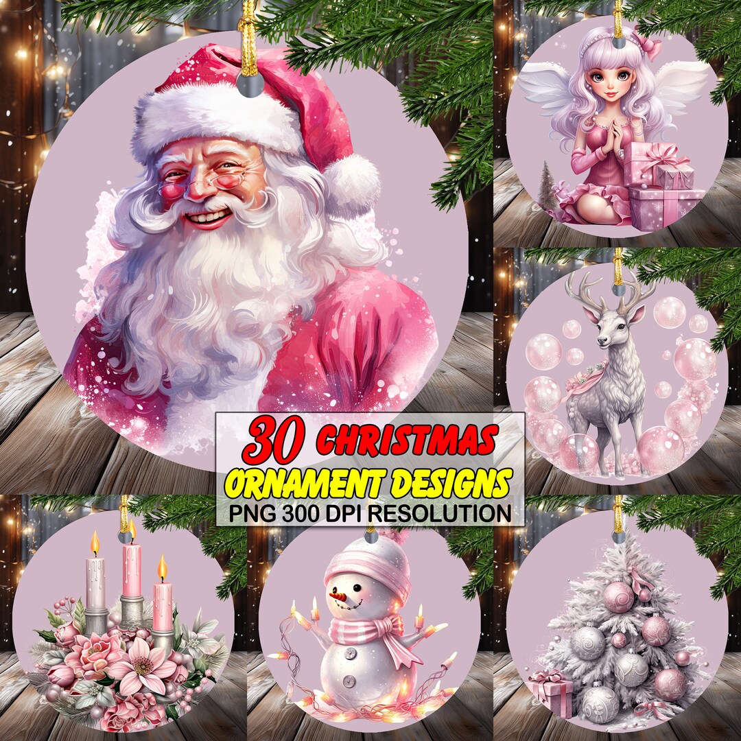 30 Pink Fairy Christmas Ornament Png,chirstmas Sublimation Ornament ...