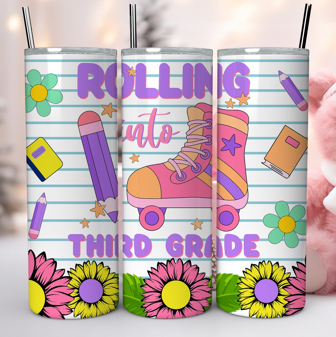 Rolling Into Third Grade Tumbler Wrapteacher's Day - Etsy