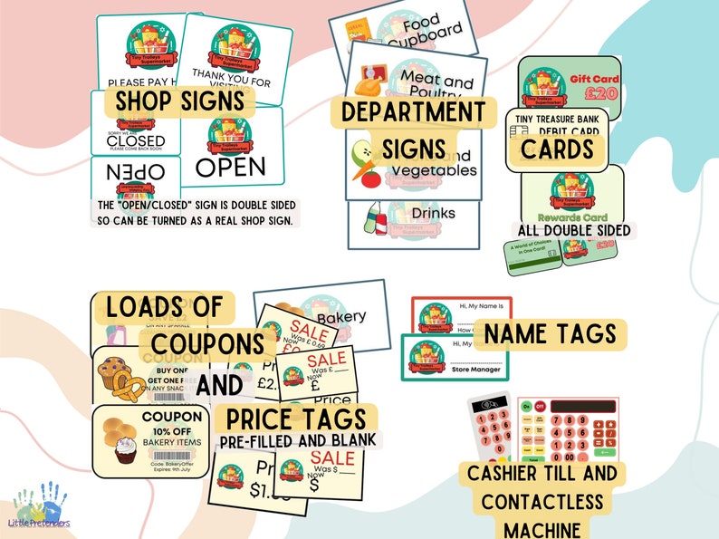 Kids Dramatic Play Grocery Supermarket Set - Printable Role Playing ...