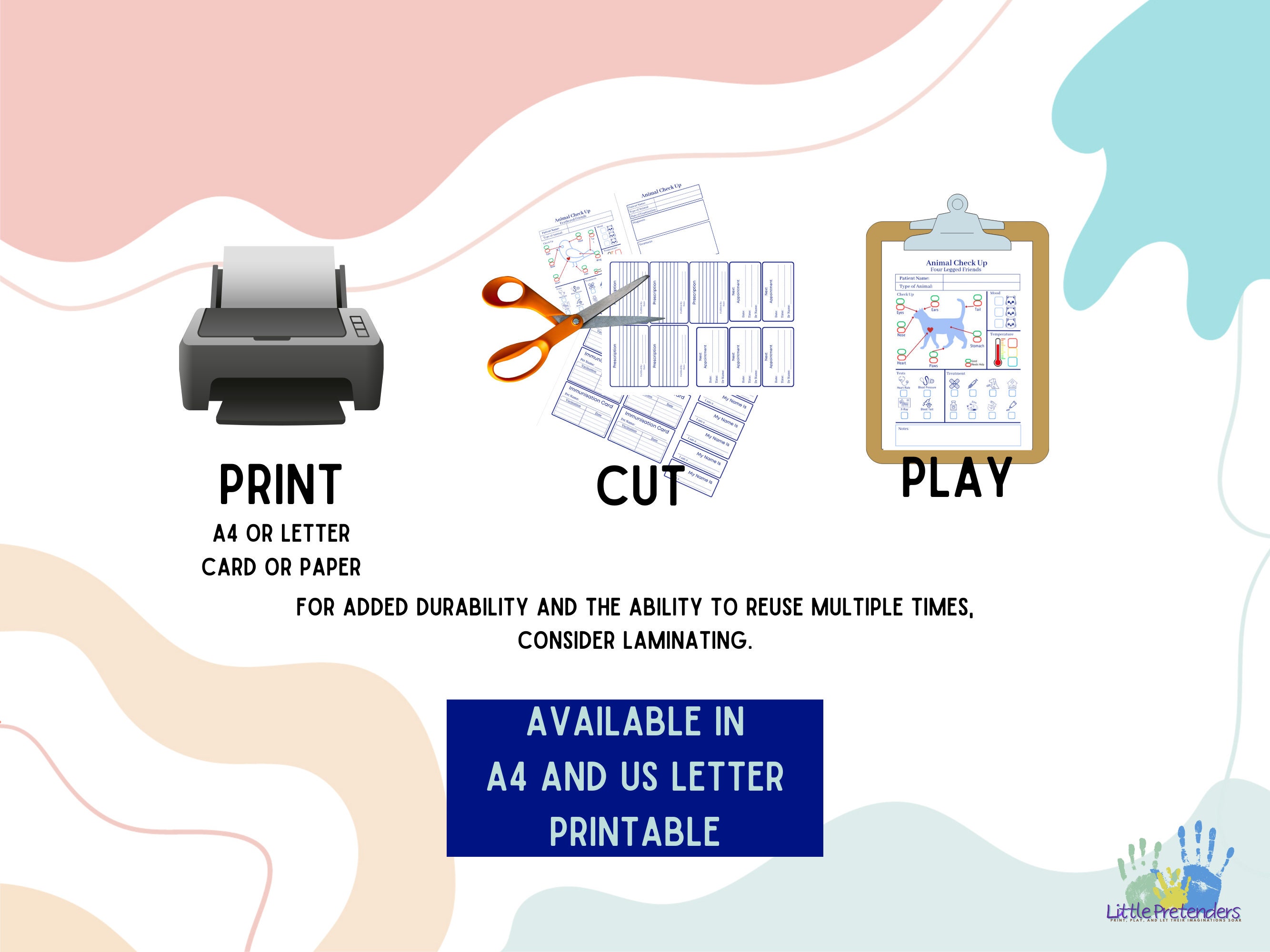 Vet Dramatic Play Printable, Kids Animal Hospital Role Play, Preschool ...