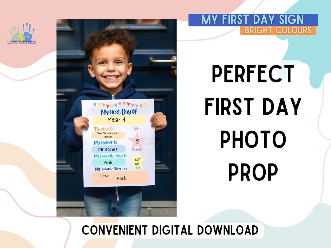Printable My First Day Sign Poster Back to School First Day of School ...