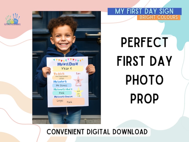Printable My First Day Sign Poster Back to School First Day of School ...