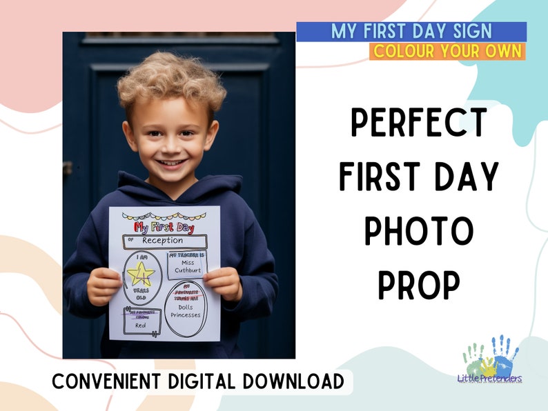 Printable My First Day Colouring Sign Poster Back to School First Day ...