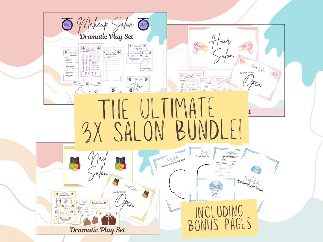 Beauty Salon Bundle - 3x Dramatic Play Sets - Makeup, Hair and Nail ...