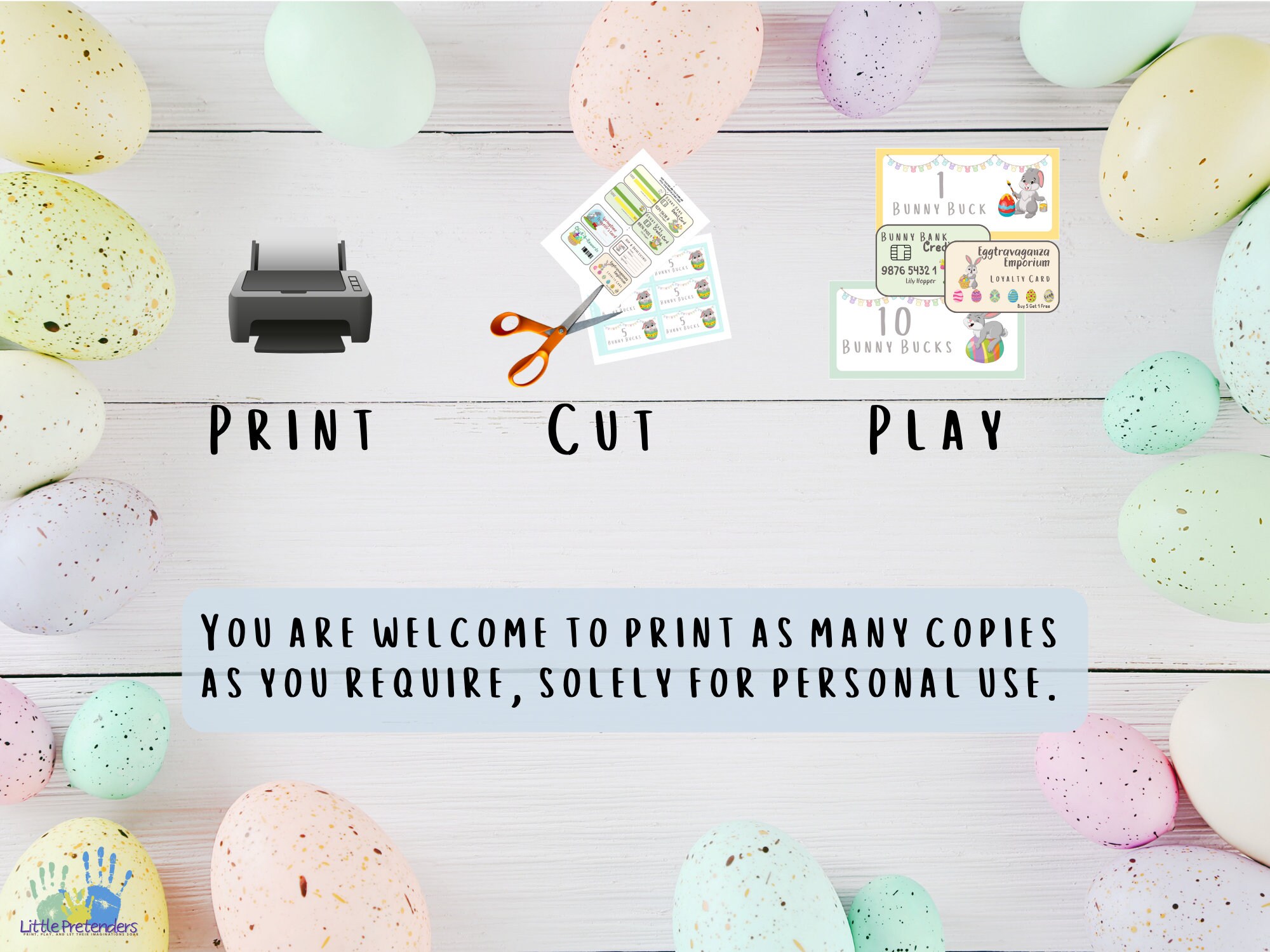 Easter Bunny Buck Printable Play Money Pretend Money for Kids Easter ...