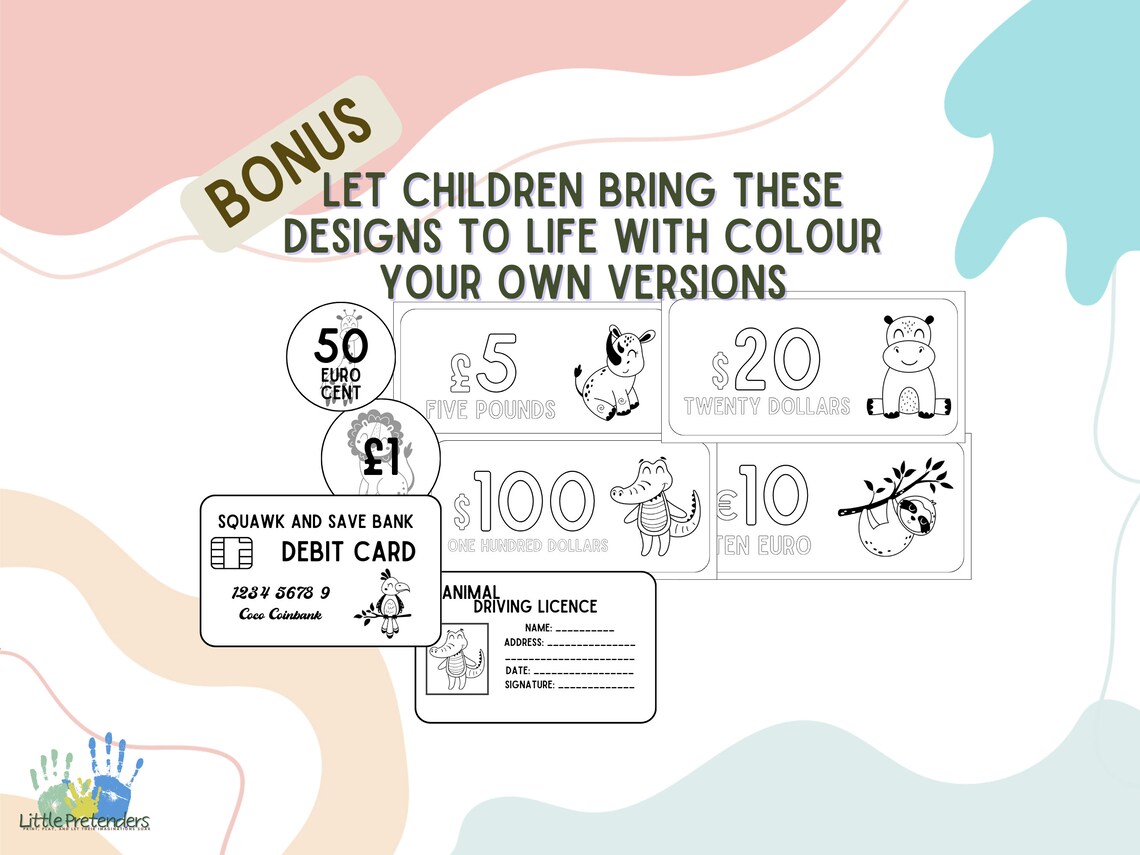 Printable Play Money Animal Currency - Dollars, Pounds, Euros ...
