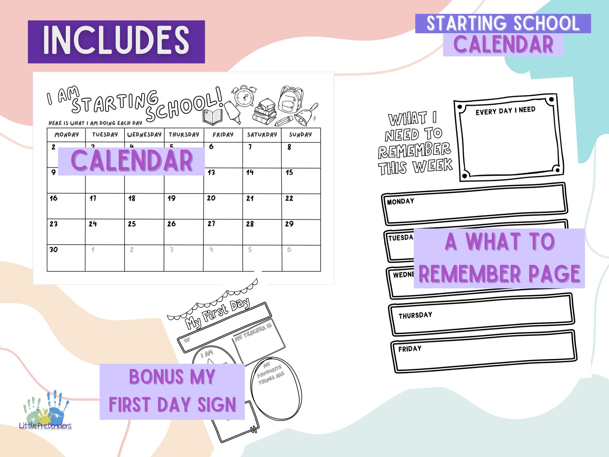 Printable Starting School Calendar - Perfect for First Day of School ...