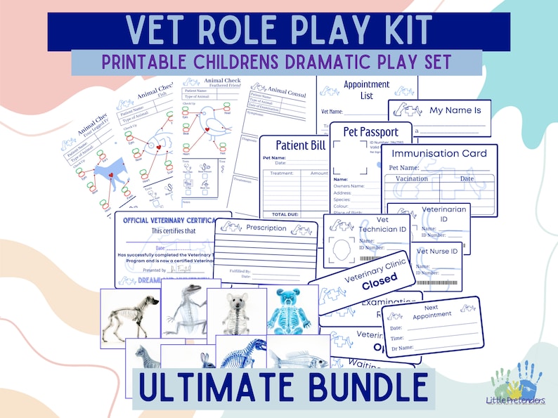 Vet Dramatic Play Printable, Kids Animal Hospital Role Play, Preschool ...