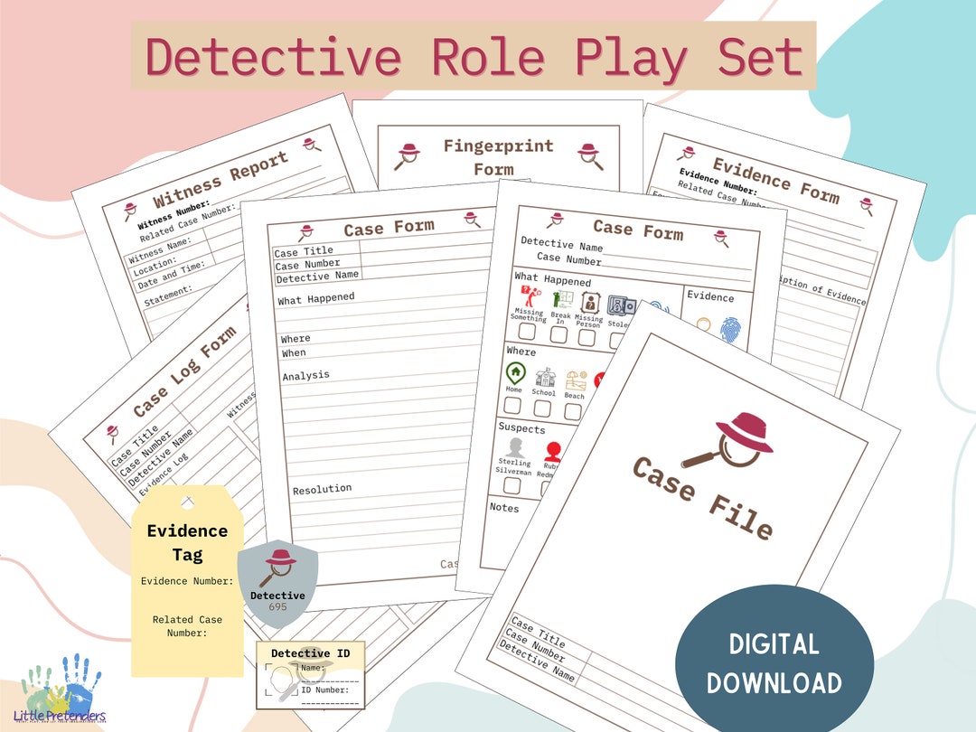 Detective Dramatic Play Set - Digital Download - Pretend Play, Role ...