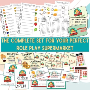 Kids Dramatic Play Grocery Supermarket Set - Printable Role Playing ...