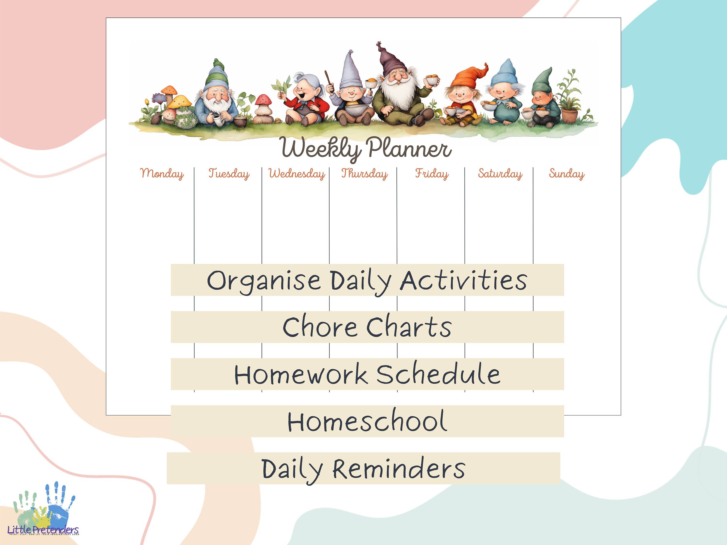 Printable Weekly Planner for Kids Flexible Childrens Weekly Routine ...