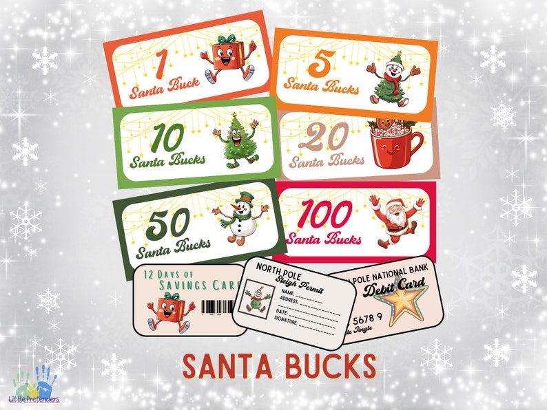 Printable Christmas Play Money: Santa Bucks - North Pole Money ...